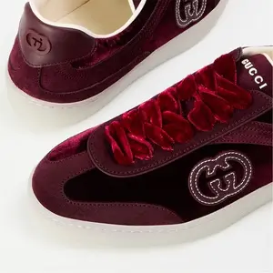 Gucci Velvet Sneakers With Side Logo