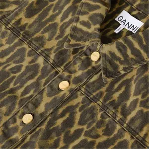 GANNI Leopard Print Denim Shirt Dress
