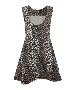 GANNI Sleeveless Leopard Print Dress