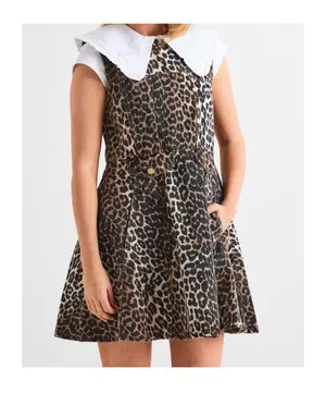 GANNI Sleeveless Leopard Print Dress