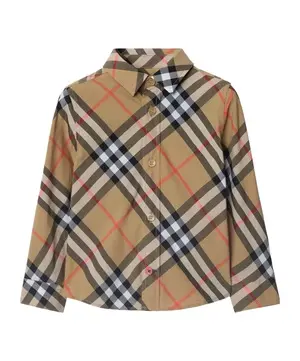 Burberry Plaid Long Sleeve Shirt - Nude