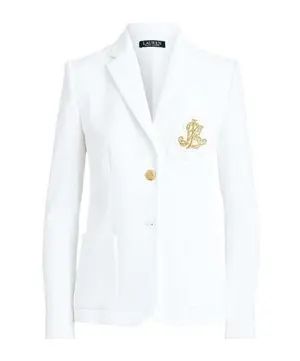 Ralph Lauren Ralph Lauren Anfisa Cotton Long Sleeve Monogram Blazer Nude