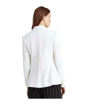 Ralph Lauren Anfisa Cotton Long Sleeve Monogram Blazer - Nude