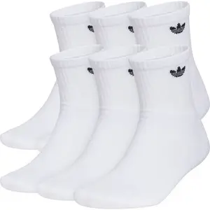 Adidas 6-pack Trefoil Performance Quarter Crew Socks - White
