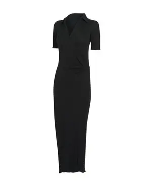 Helmut Lang Ribbed Knit V-neck Midi Dress