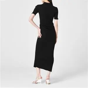 Helmut Lang Ribbed Knit V-neck Midi Dress