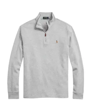 Polo Ralph Lauren Quarter Zip Sweater With Embroidered Logo - Gray