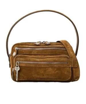 Acne Studios Suede Shoulder Bag With Adjustable Strap - Brown