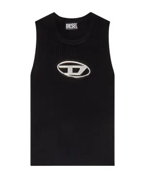 DIESEL® Sleeveless Knit Vest With Logo - Black