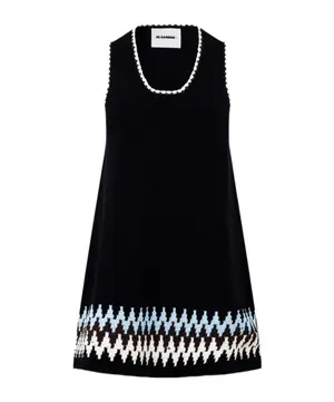 JIL SANDER Intarsia Knit Mini Dress - Black