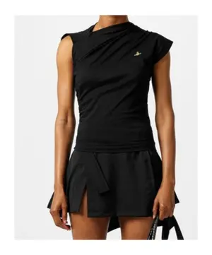 VIVIENNE WESTWOOD Logo Embroidered Cotton Top - Black