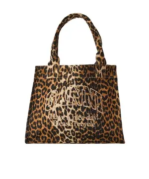 GANNI Leopard Print Tote Bag With Logo