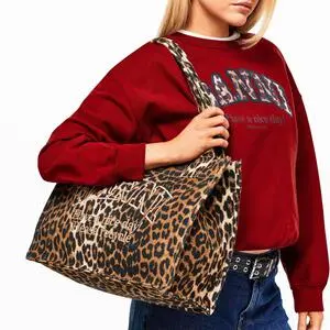 GANNI Leopard Print Tote Bag With Logo