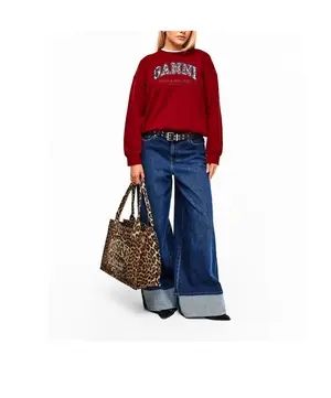 GANNI Leopard Print Tote Bag With Logo