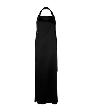 Off-White Belted Satin Halterneck Maxi Dress