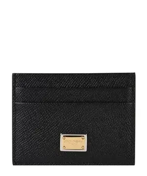 Dolce & Gabbana Leather Logo Plated Card Holder - Nude