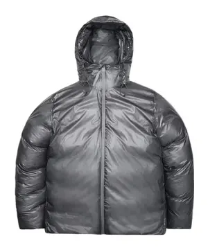 Rains Zip-up Hooded Down Jacket - Gray