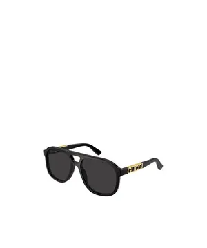 Gucci Aviator Sunglasses With Gold Tone Logo - Black