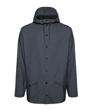Rains Hooded Long-sleeved Raincoat - Black