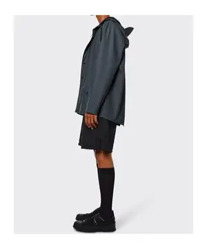 Rains Hooded Long-sleeved Raincoat - Black