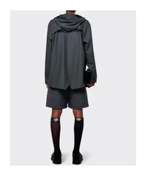 Rains Hooded Long-sleeved Raincoat - Black