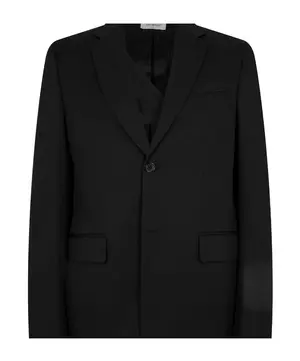 Off-White Embroidered Wool Long Sleeve Blazer - Black