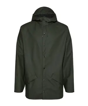 Rains Hooded Long-sleeved Raincoat - Black