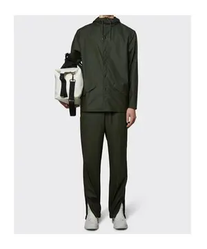 Rains Hooded Long-sleeved Raincoat - Black
