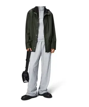 Rains Hooded Long-sleeved Raincoat - Black