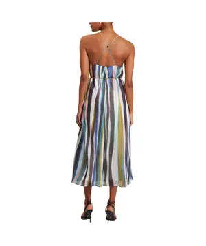 SELF-PORTRAIT Maxi Dress With Halterneck And Abstract Stripes
