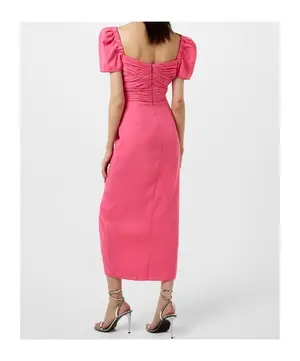 SELF-PORTRAIT Iris Midi Dress With Puff Sleeves And Pleated Details