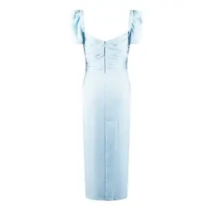 SELF-PORTRAIT Short Sleeve Midi Dress With Pleated Details