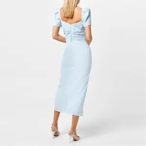 SELF-PORTRAIT Short Sleeve Midi Dress With Pleated Details