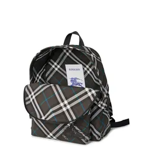 Burberry Plaid Backpack With Embroidered Logo