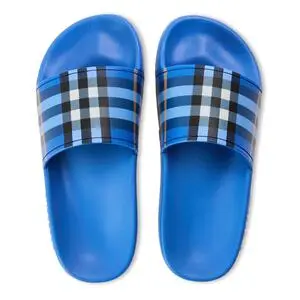 Burberry Checked Pool Slides - Blue