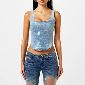 DIESEL® Sequin Cropped Denim Vest