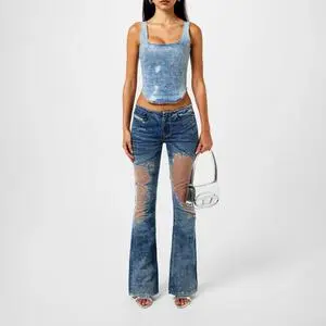 DIESEL® Sequin Cropped Denim Vest