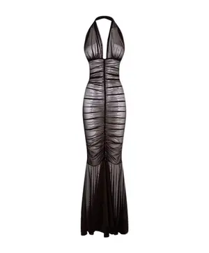 Norma Kamali Shirred Front Fishtail Gown