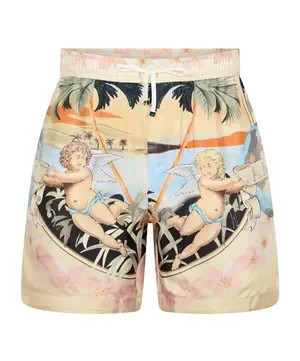 Amiri Amiri Printed Silk Shorts Nude
