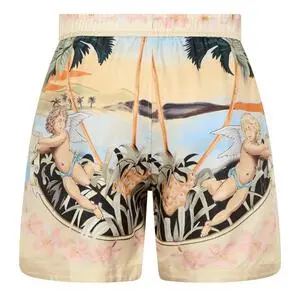 Amiri Printed Silk Shorts - Nude