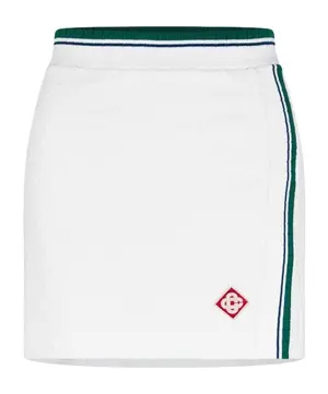 Casablanca Textured Graphic Mini Skirt - White