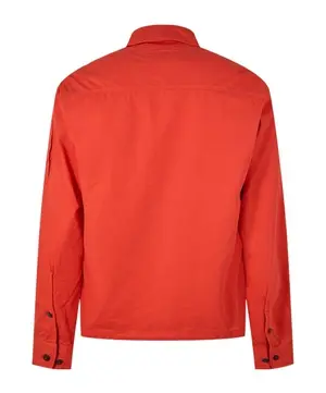 C.P. COMPANY Gabardine Lens Cotton Long Sleeve Overshirt - Red