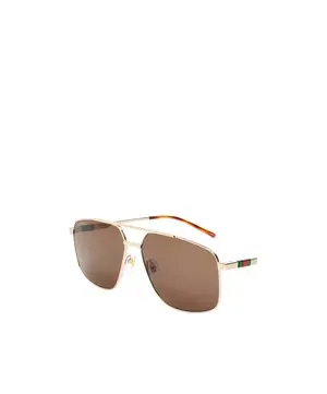 Gucci Aviator Sunglasses With Branded Temples - Brown