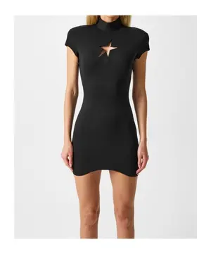 MUGLER Short Sleeve Cut Out Star Dress