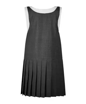 Miu Miu Logo Embroidered Pleated Mini Dress