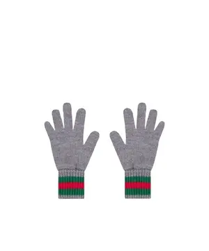 Gucci Ribbed Gloves - Gray