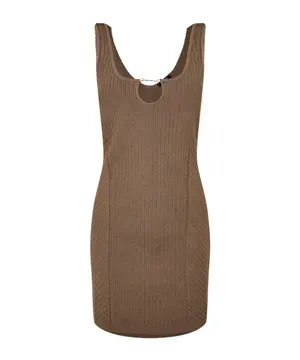 Jacquemus Ribbed Sleeveless Dress With Keyhole Detail - Brown