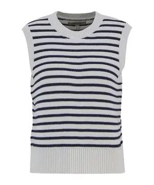 Barbour Striped Sleeveless Crew Neck Sweater