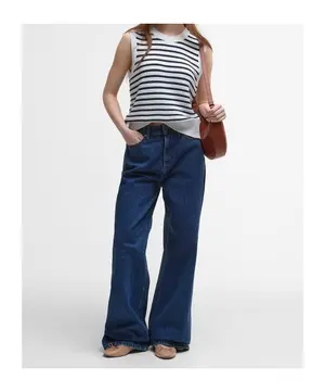 Barbour Striped Sleeveless Crew Neck Sweater
