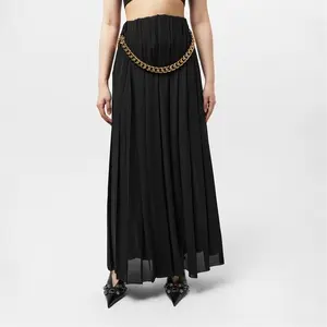 Balenciaga Pleated Skirt With Gold Chain Detail